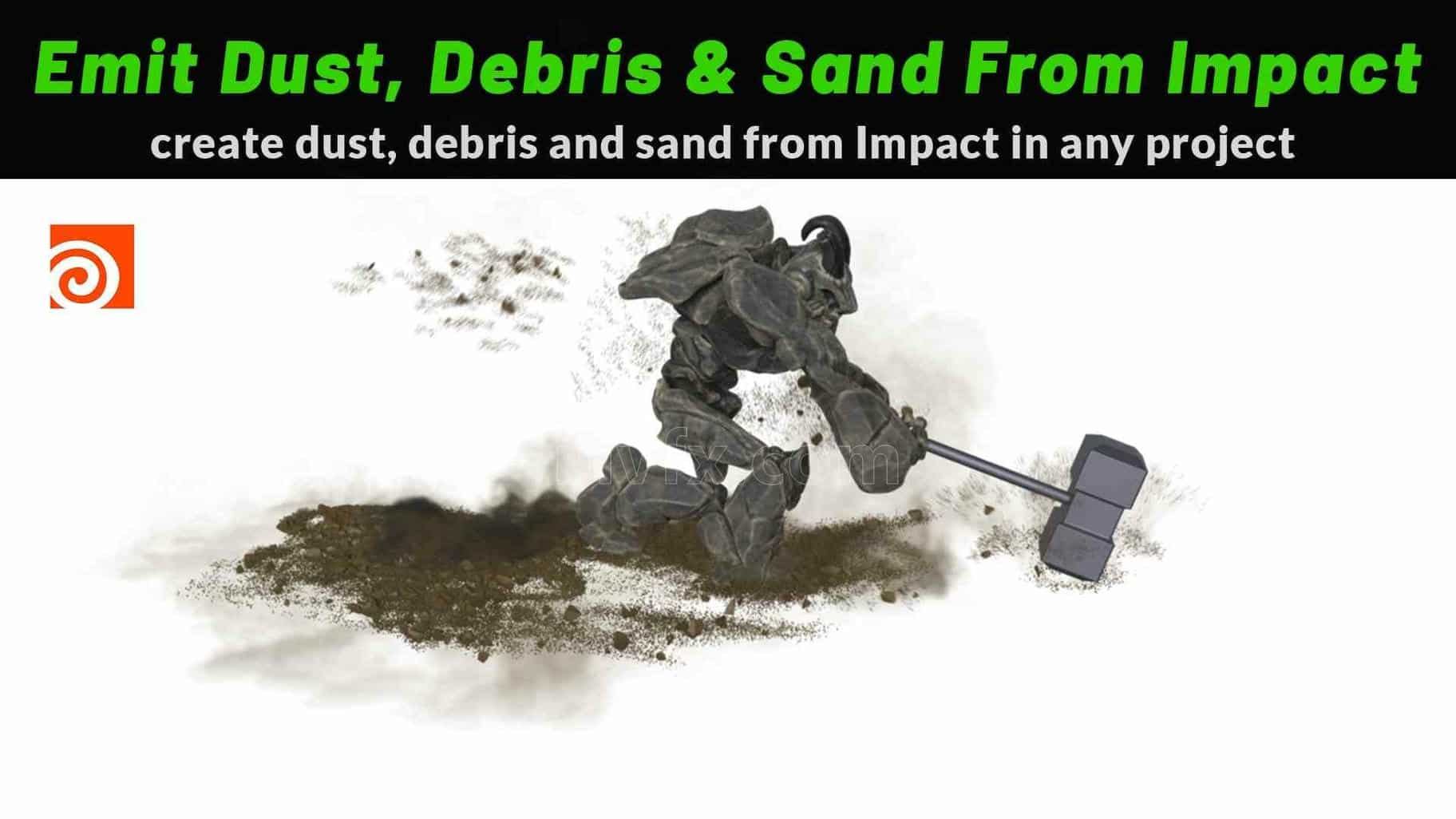 一【Houdini开始入门】撞击产生的灰尘碎片和沙子Emit dust debris & sand from impact - B站/公众号:特效向