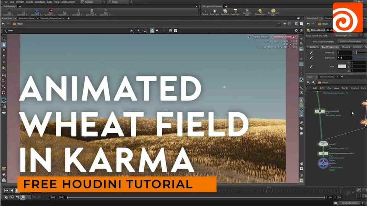 Houdin中Karma渲染动画麦田【hip项目工程】保密 - B站/公众号:特效向