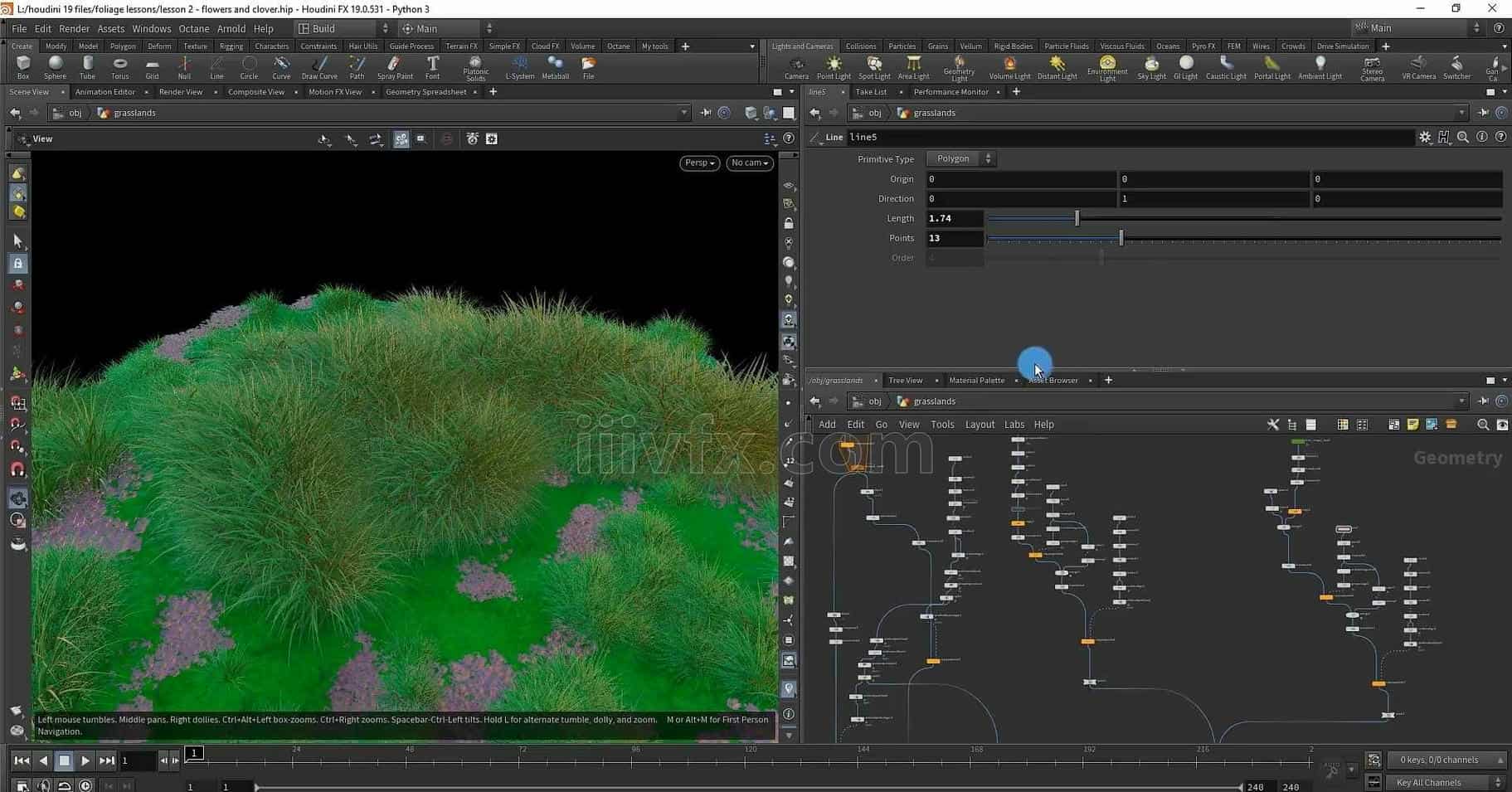 在Houdini建立草原草地的hip简单项目保密 - B站/公众号:特效向